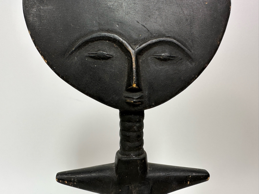 Vintage Carved Wooden African Fertility Sculpture Symbol Doll 6.5W X 15H