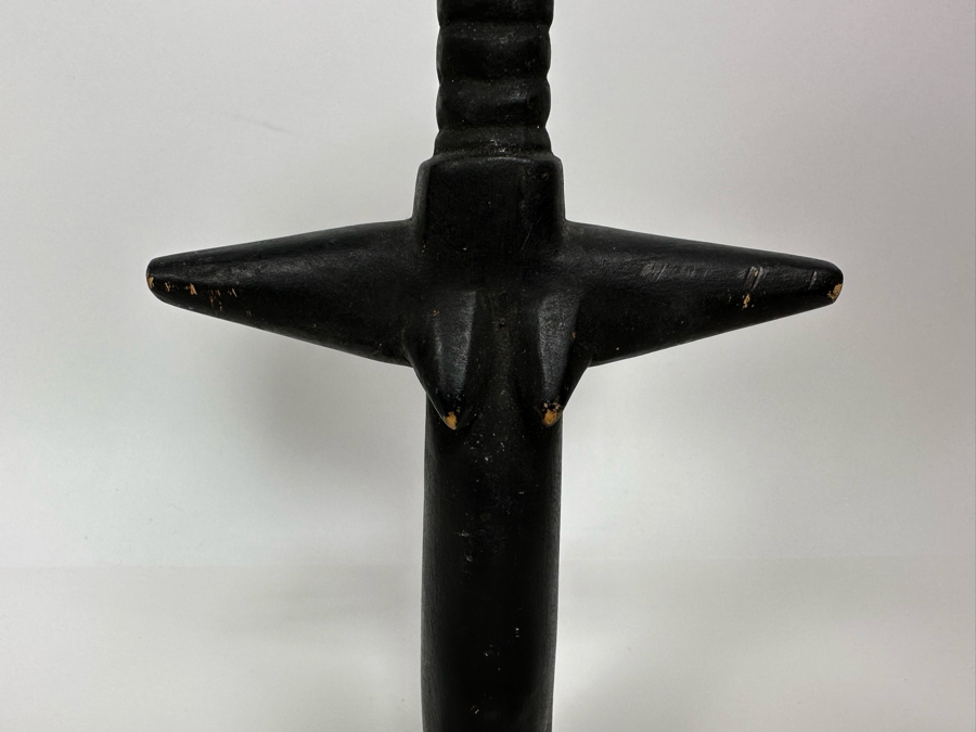 Vintage Carved Wooden African Fertility Sculpture Symbol Doll 6.5W X 15H