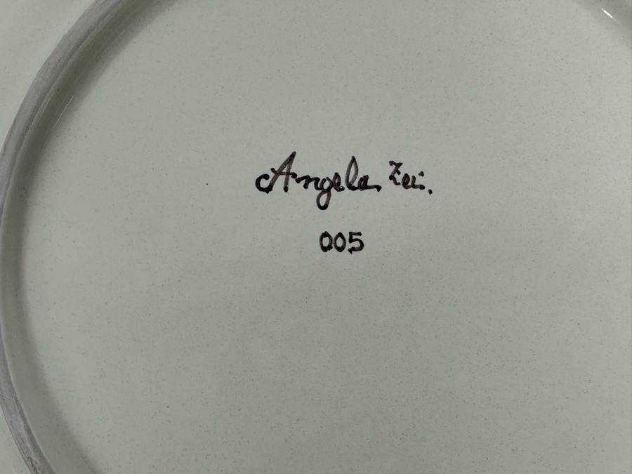 Angela Zei San Gimignano Italy Hand Painted Plate Signed 15.5W X 13.5D