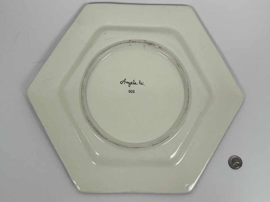 Angela Zei San Gimignano Italy Hand Painted Plate Signed 15.5W X 13.5D