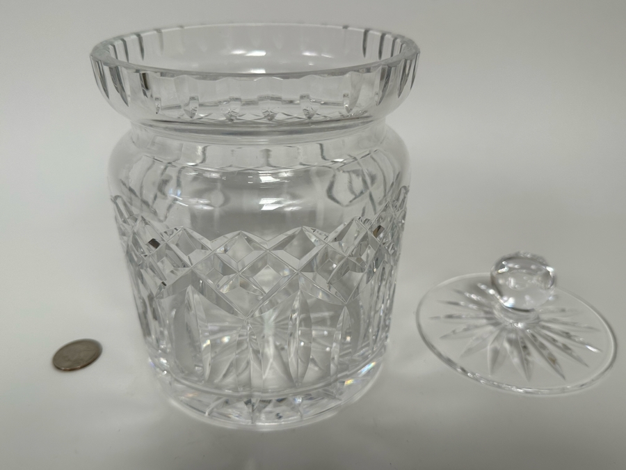 Waterford Crystal Biscuit Barrel Cookie Jar With Lid 5W X 6.5H