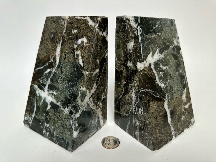 Polished Marble Stone Bookends 6W X 4D X 6 1/4H