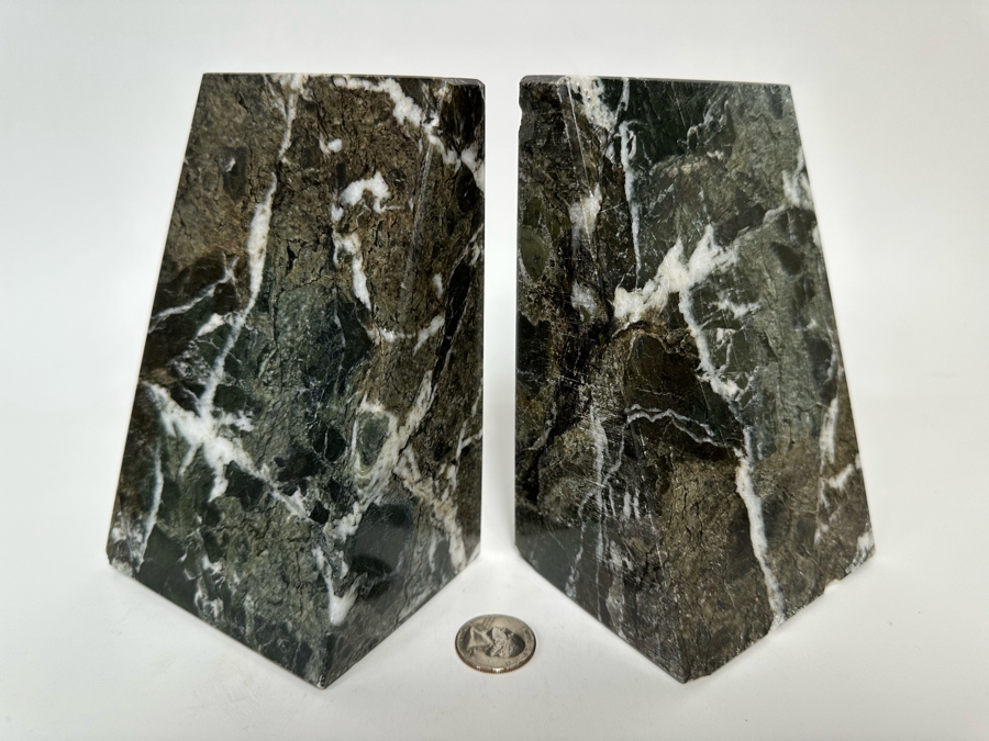 Polished Marble Stone Bookends 6W X 4D X 6 1/4H