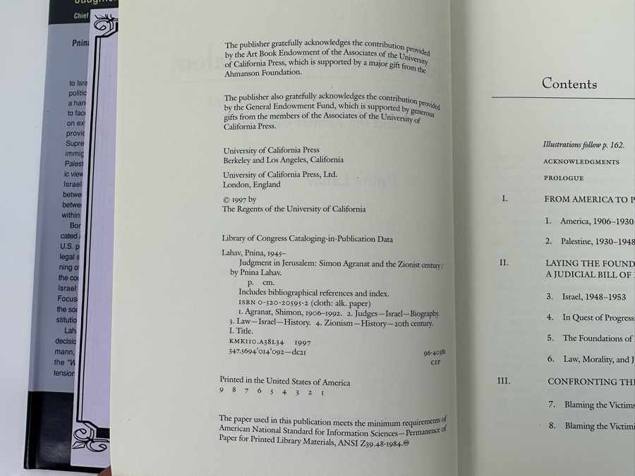 Signed Book Judgment In Jerusalem Chief Justice Simon Agranat And The ...