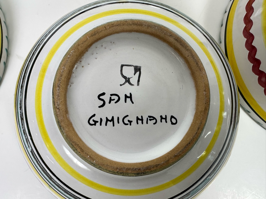 Hand Painted Italian Bowls Signed San Gimignano (1) 12R (3) 6R