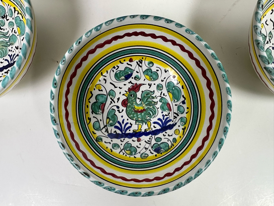 Hand Painted Italian Bowls Signed San Gimignano (1) 12R (3) 6R