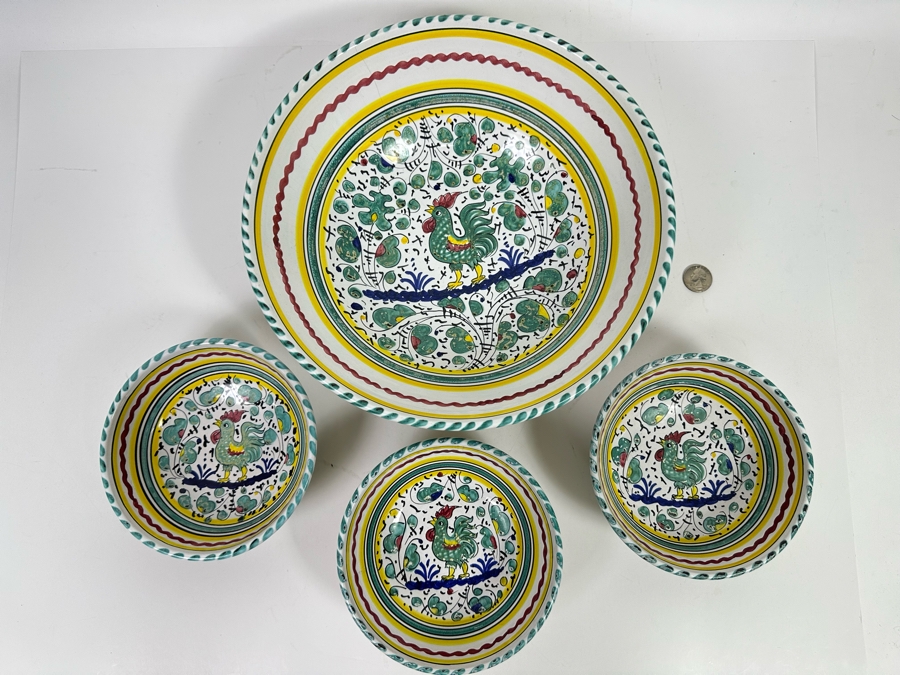 Hand Painted Italian Bowls Signed San Gimignano (1) 12R (3) 6R