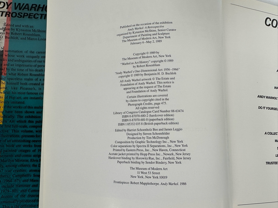 First Edition Book Andy Warhol: A Retrospective Published By The Museum ...