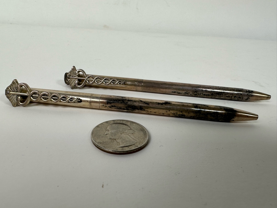 Tiffany & Co Sterling Silver Caduceus Ballpoint Pens, A Pair 47.8g ...