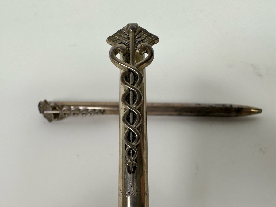 Tiffany & Co Sterling Silver Caduceus Ballpoint Pens, A Pair 47.8g ...