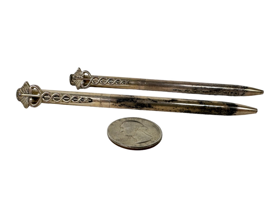 Tiffany & Co Sterling Silver Caduceus Ballpoint Pens, A Pair 47.8g ...