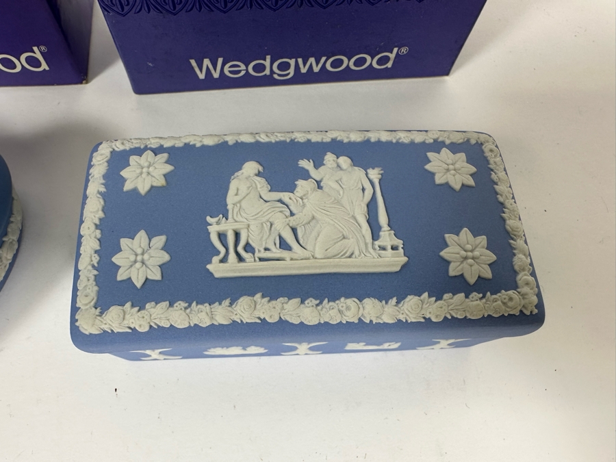 Lot of Vintage Wedgwood Jasperware Pale Blue Boxes including Oblong ...