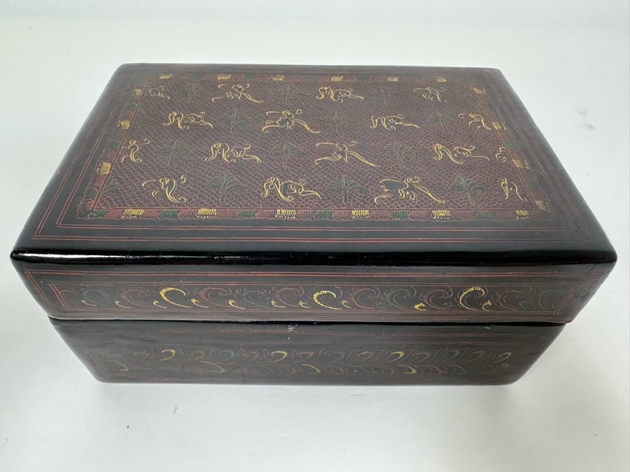 Hand Painted Lacquer Box 6W X 4D X 3H