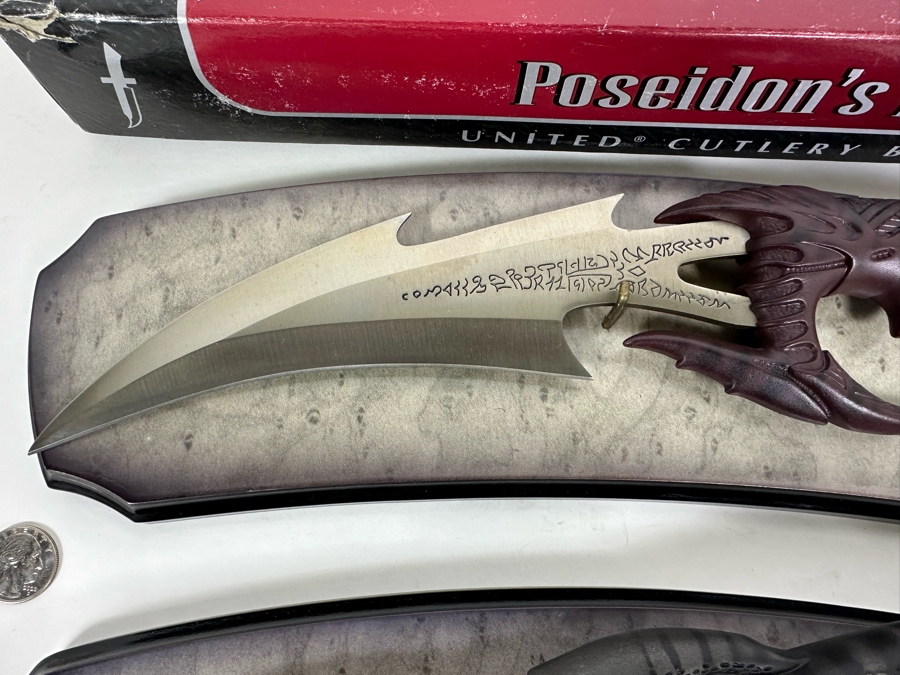Pair Of United Cutlery Brands Fantasy Knives Poseidon's Blade 16L
