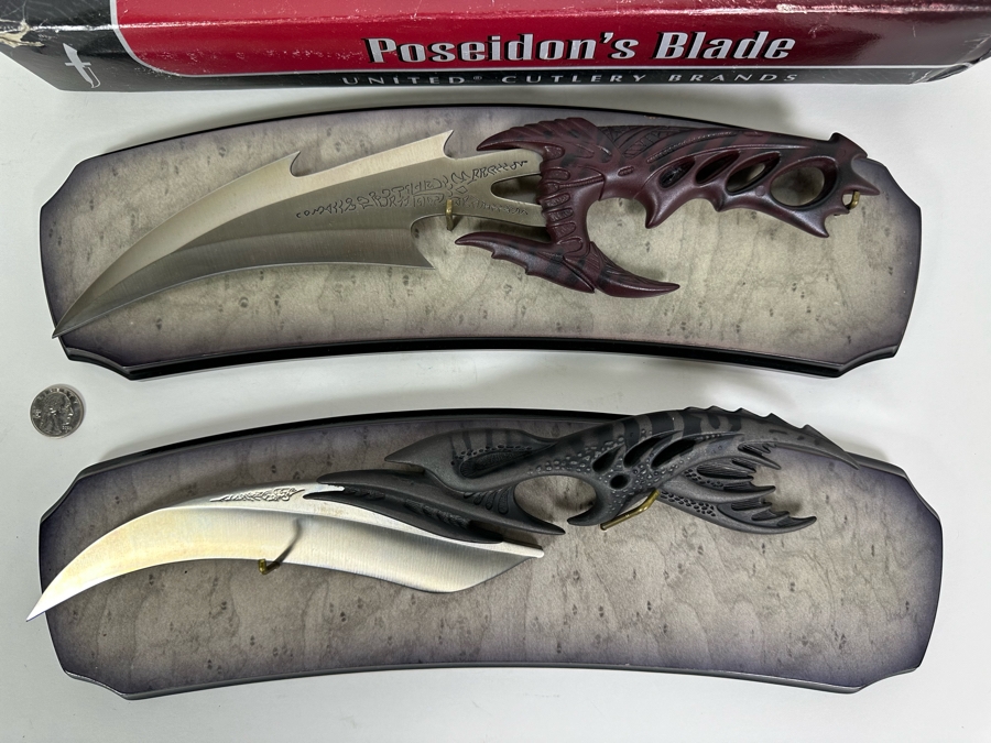 Pair Of United Cutlery Brands Fantasy Knives Poseidon's Blade 16L