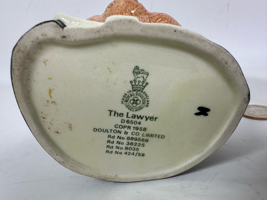 Pair Of Small Royal Doulton Toby Mugs: The Lawyer D6504 1958 4H & Beefeaters 1946 3.25H
