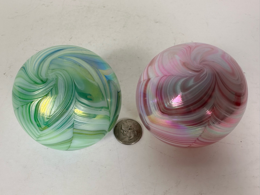 Pair Of Vintage Gibson Paperweights 2.75'H