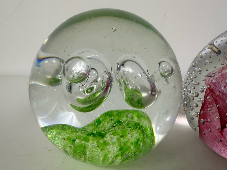 Three Glass Paperweights 3'H