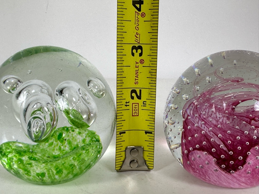 Three Glass Paperweights 3'H