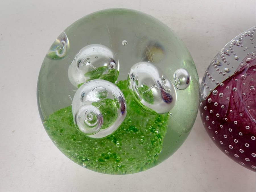 Three Glass Paperweights 3'H