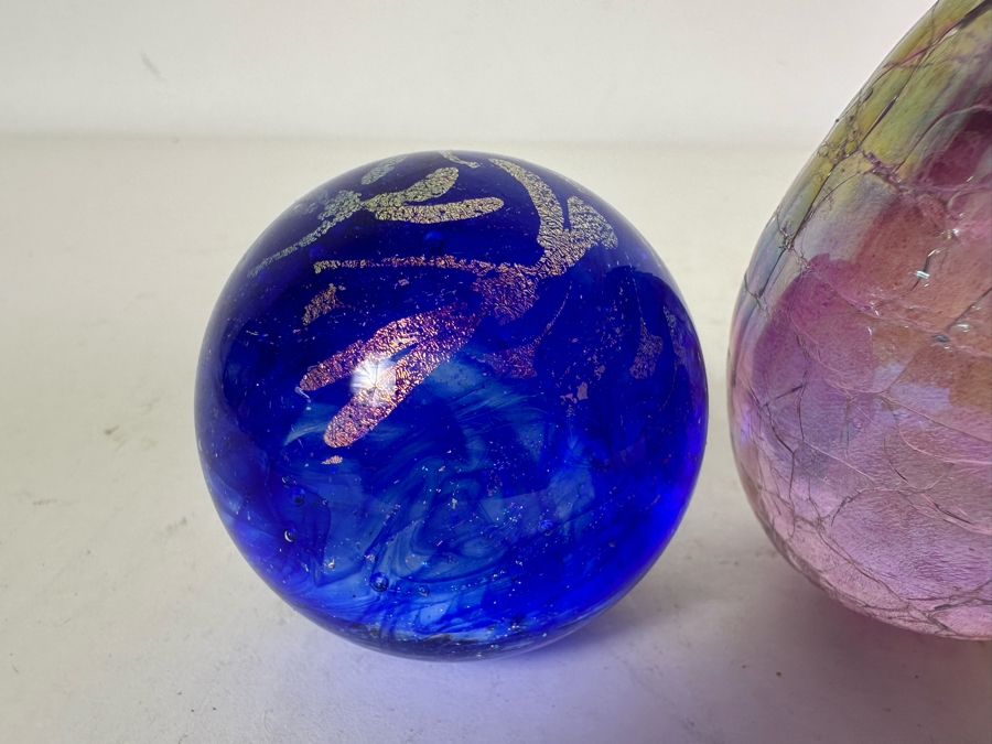 Waterford Glass Egg Paperweight, OBG Art Glass Egg Paperweight And Pair ...