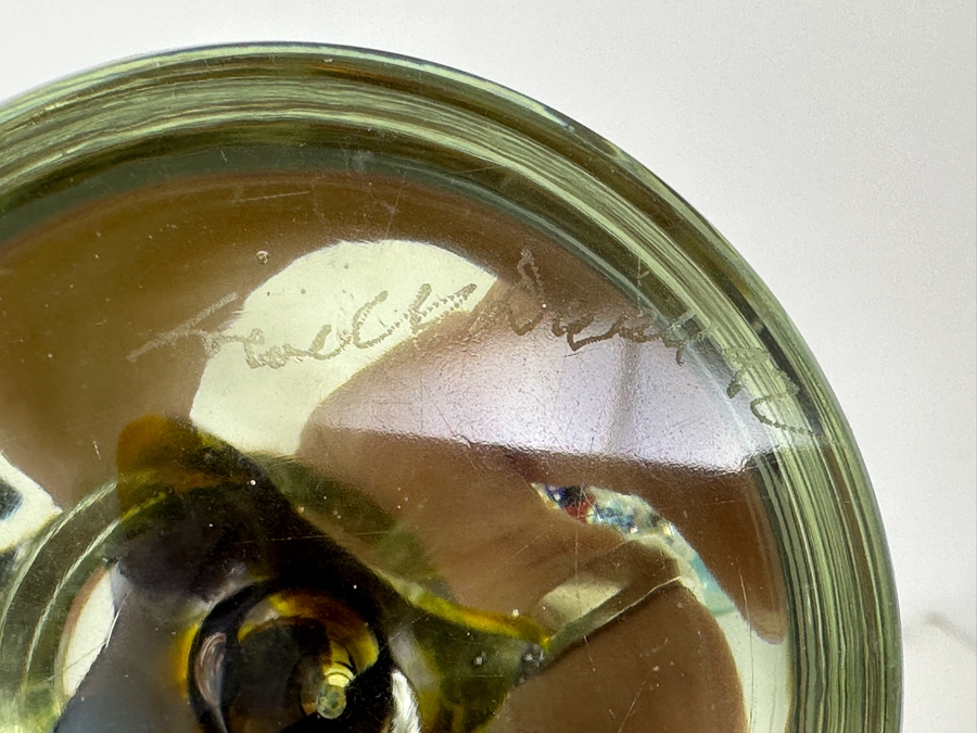 Pair Of Signed Art Glass Paperweights