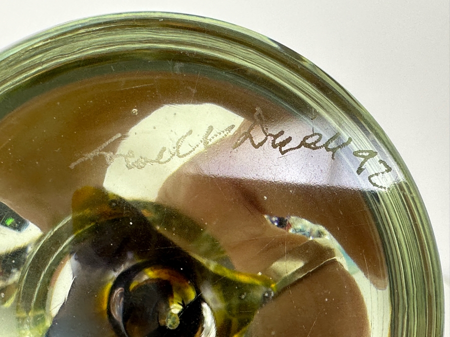 Pair Of Signed Art Glass Paperweights
