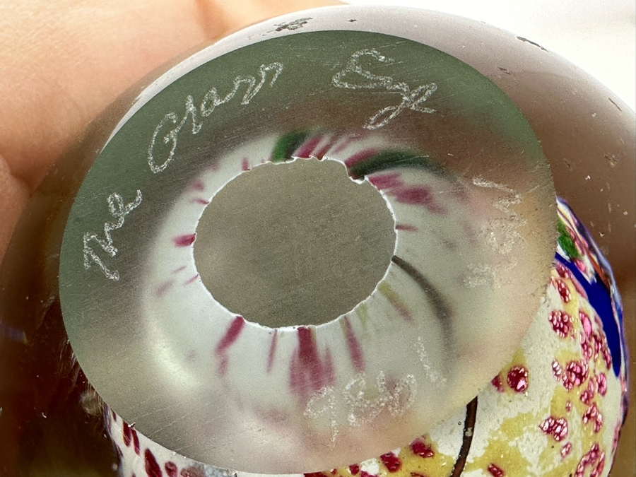 Pair Of Signed Art Glass Paperweights