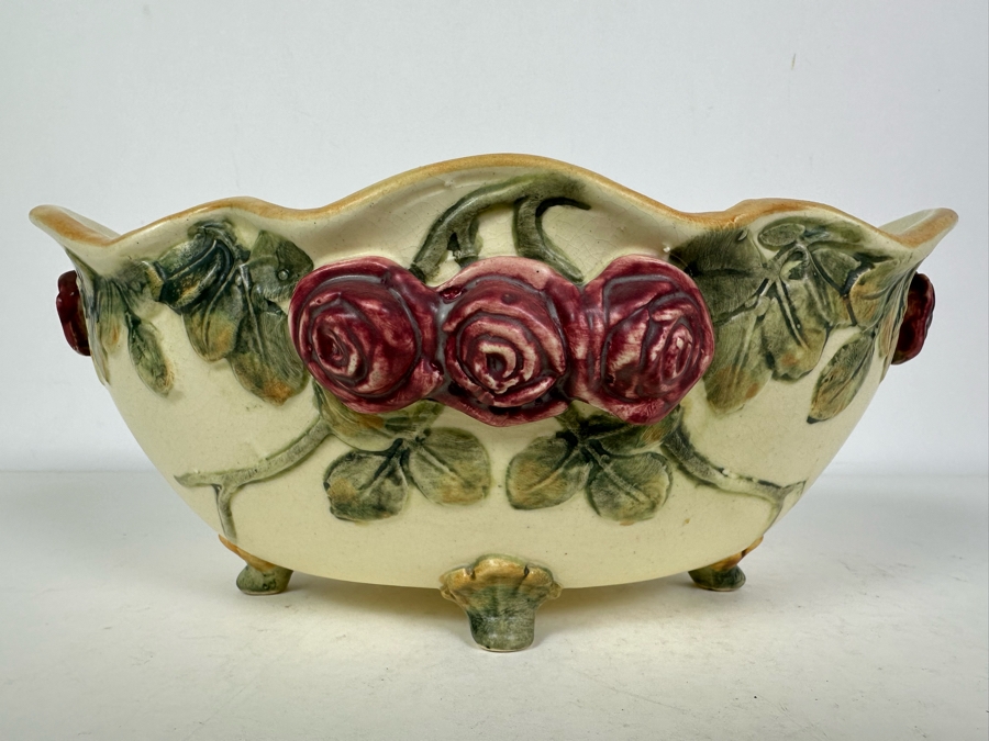 Vintage Weller Pottery Footed Centerpiece Bowl 10'W X 7'D X 4.25'H