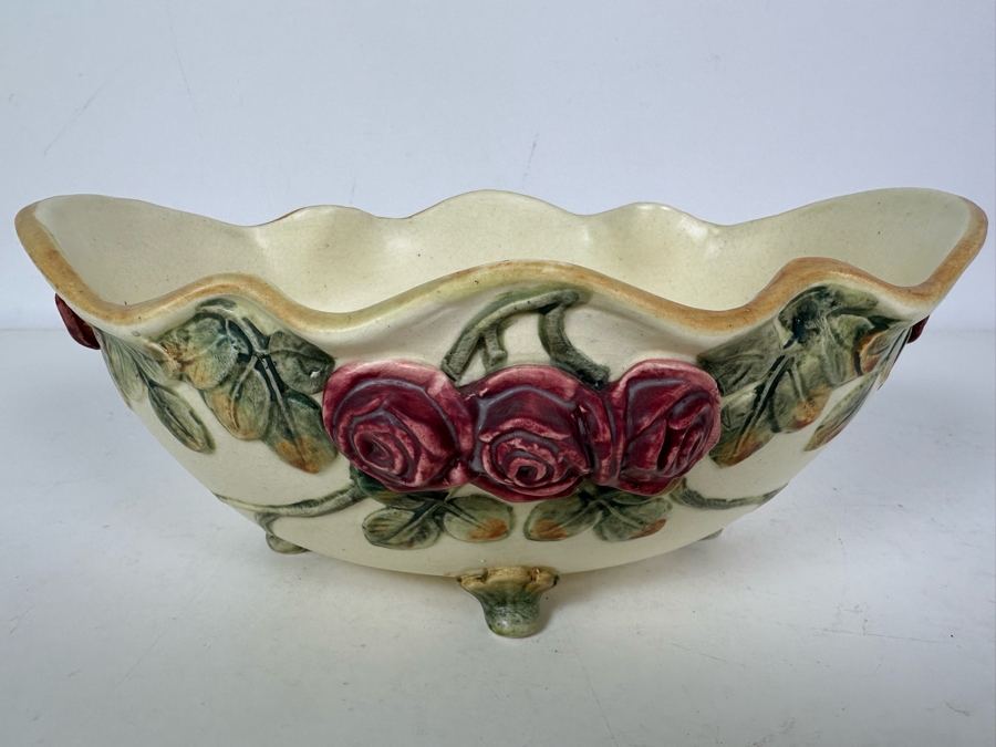 Vintage Weller Pottery Footed Centerpiece Bowl 10'W X 7'D X 4.25'H