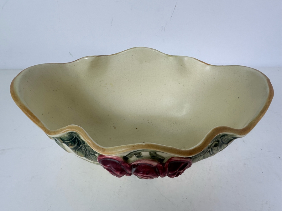 Vintage Weller Pottery Footed Centerpiece Bowl 10'W X 7'D X 4.25'H