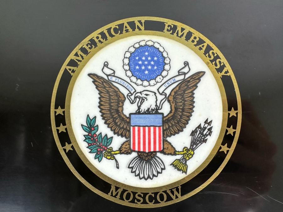 Vintage Couroc Of Monterey CA Tray 'American Embassy Moscow' Russia 12. ...