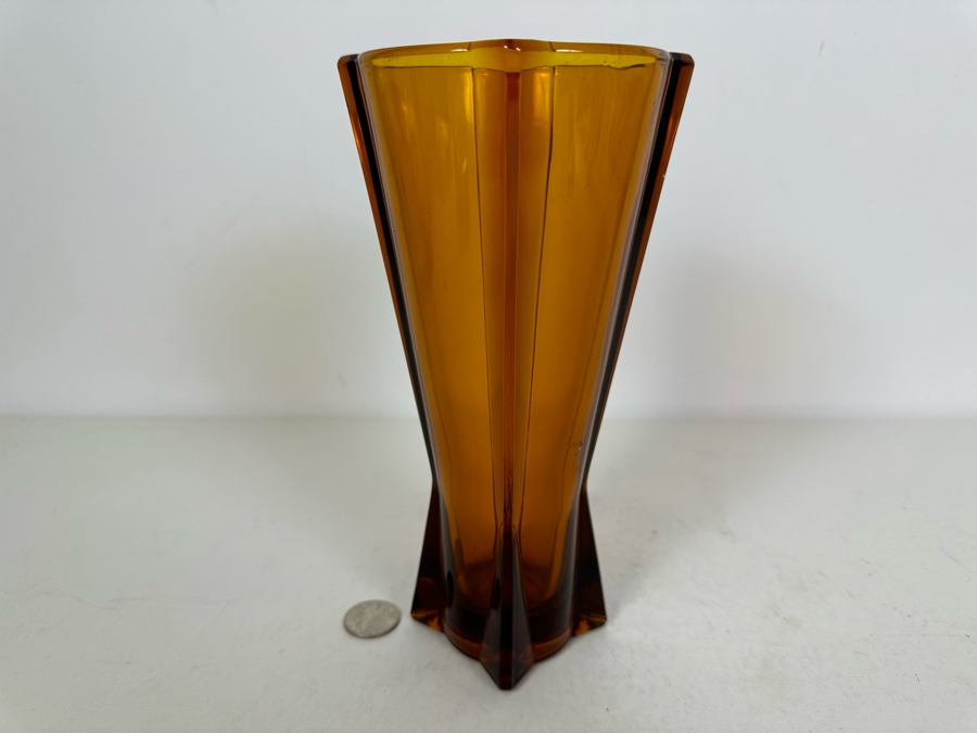Vintage Anchor Hocking Amber Rocket Vase 9'H