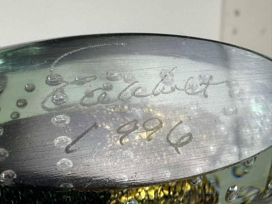 Artist Signed Art Glass Sculpture Paperweight 5.5'W X 5'H