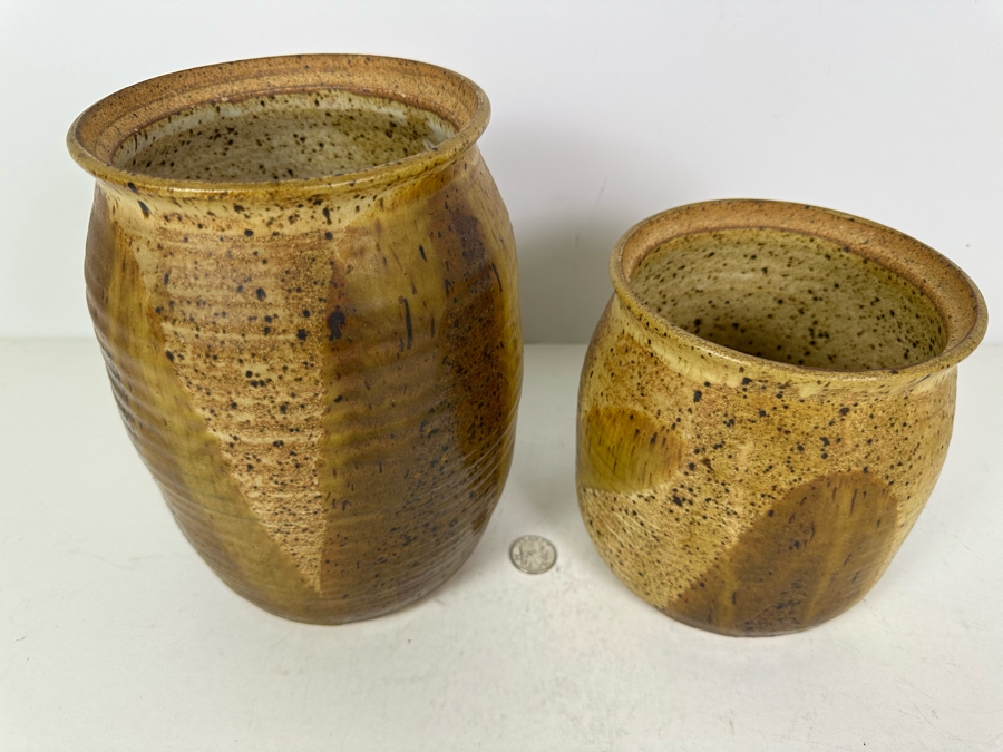 Pair Of Studio Pottery Pots 7'H & 9'H