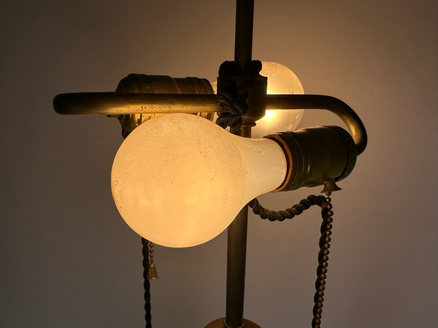 Mid-Century Green Glass Lamp 44.5'H