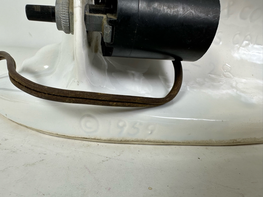 Vintage 1959 MCM Lane & Co Van Nuys CA White TV Lamp Swan Lake ...