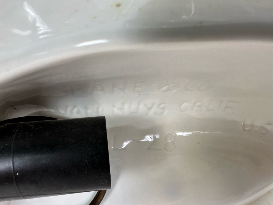 Vintage 1959 MCM Lane & Co Van Nuys CA White TV Lamp Swan Lake ...