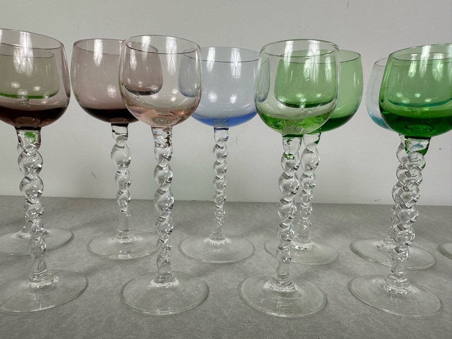 (15) Small Colored Stemware Glasses 5.5'H & 5.75'H