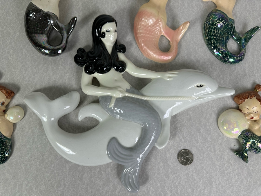 Just Added - Six Vintage Mermaids Ceramic Wall Decor