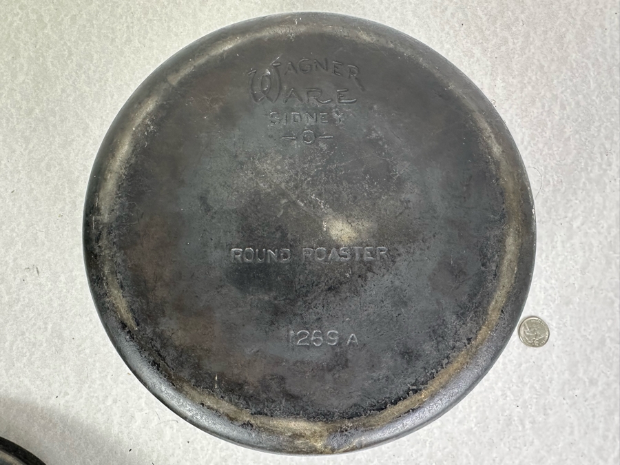 Vintage Wagner Ware No 9 Drip Drop Roaster Cast Iron With Handle 13'W X 8'H