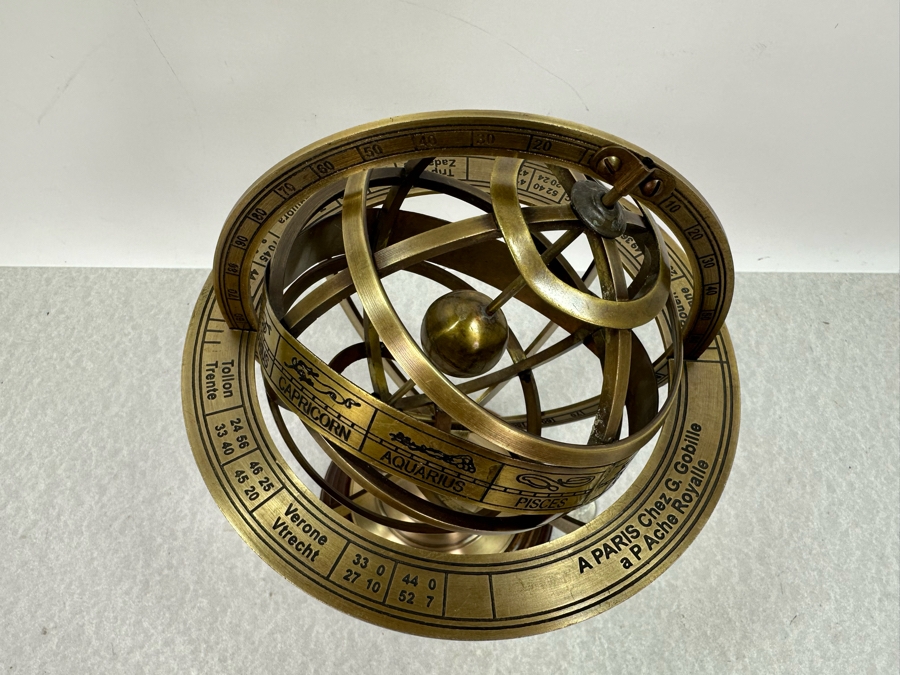 Decorative Zodiac Armillary Metal Desk Sphere Globe, New 11'H