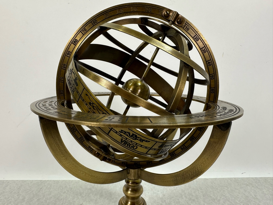 Decorative Zodiac Armillary Metal Desk Sphere Globe, New 11'H
