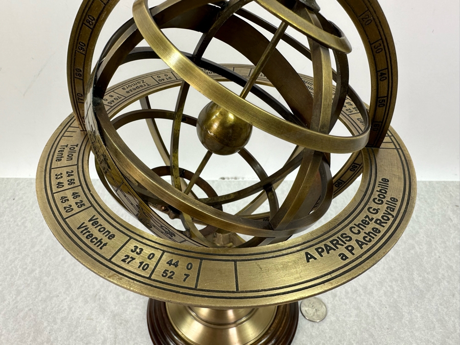 Decorative Zodiac Armillary Metal Desk Sphere Globe, New 11'H