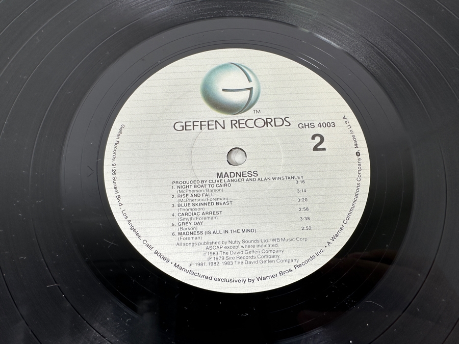 Madness - Madness GHS 4003 Geffen Records Vinyl Record 1983 Promo Copy