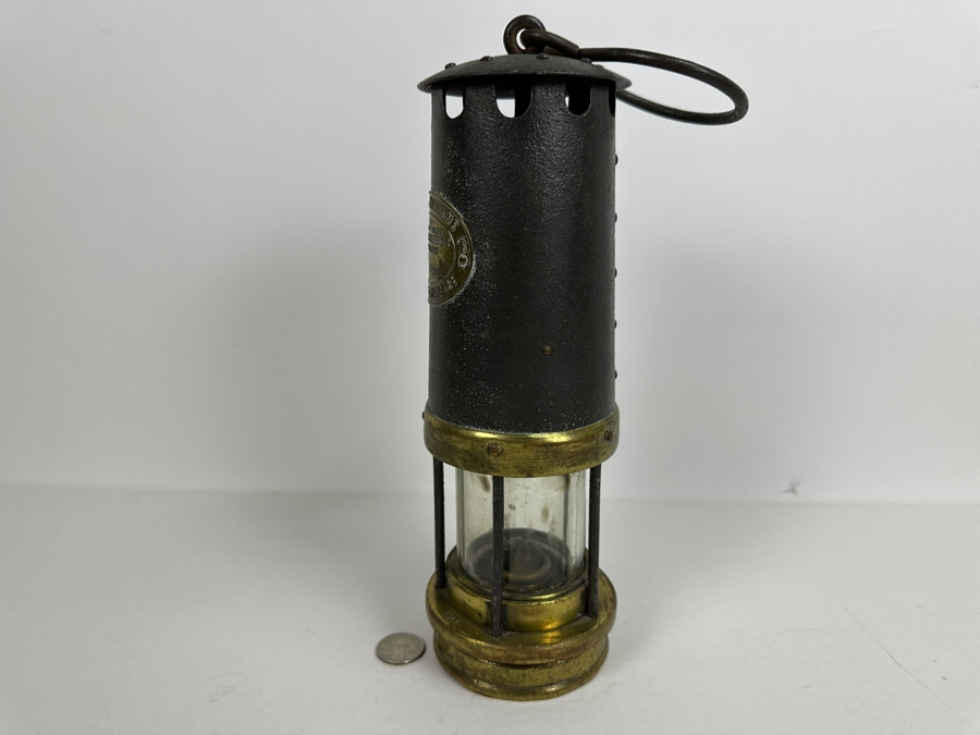 Antique E. Thomas & Williams Ltd. Type No. 4 Miner's Brass Oil Lamp Makers Aberdare 11.5H