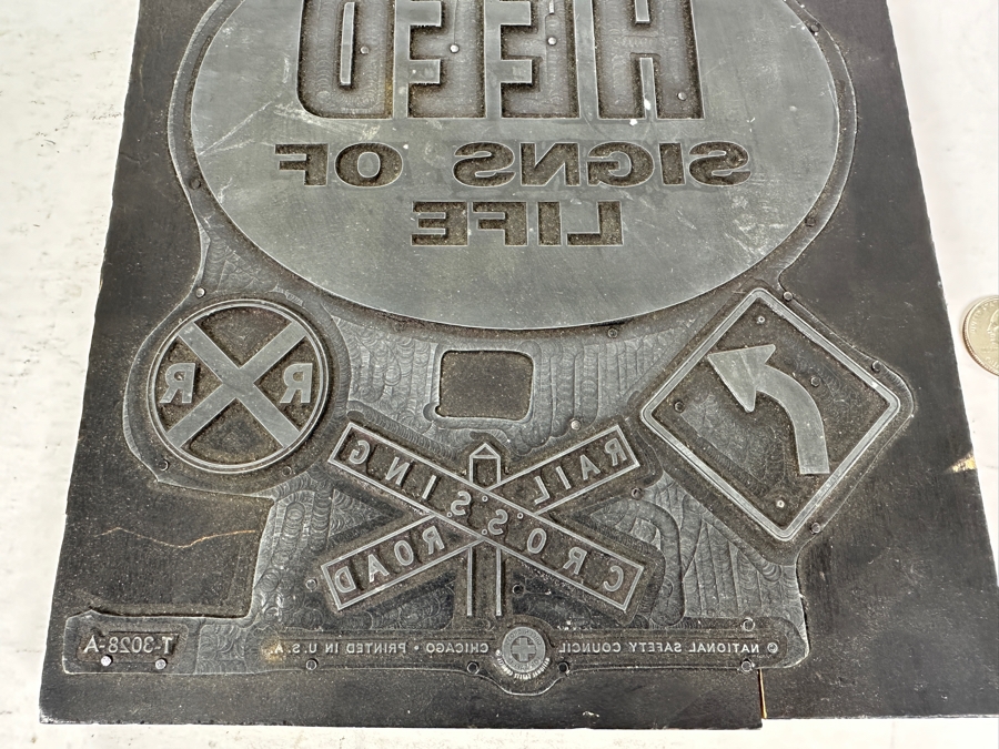 Vintage Original National Safety Council Metal Press Block Printing ...