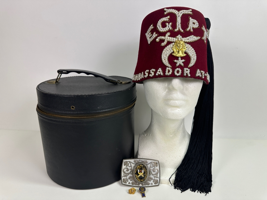 Just Added - Vintage Shriner's Jeweled Masonic Fez Hat 'EGYPT' By Harry ...