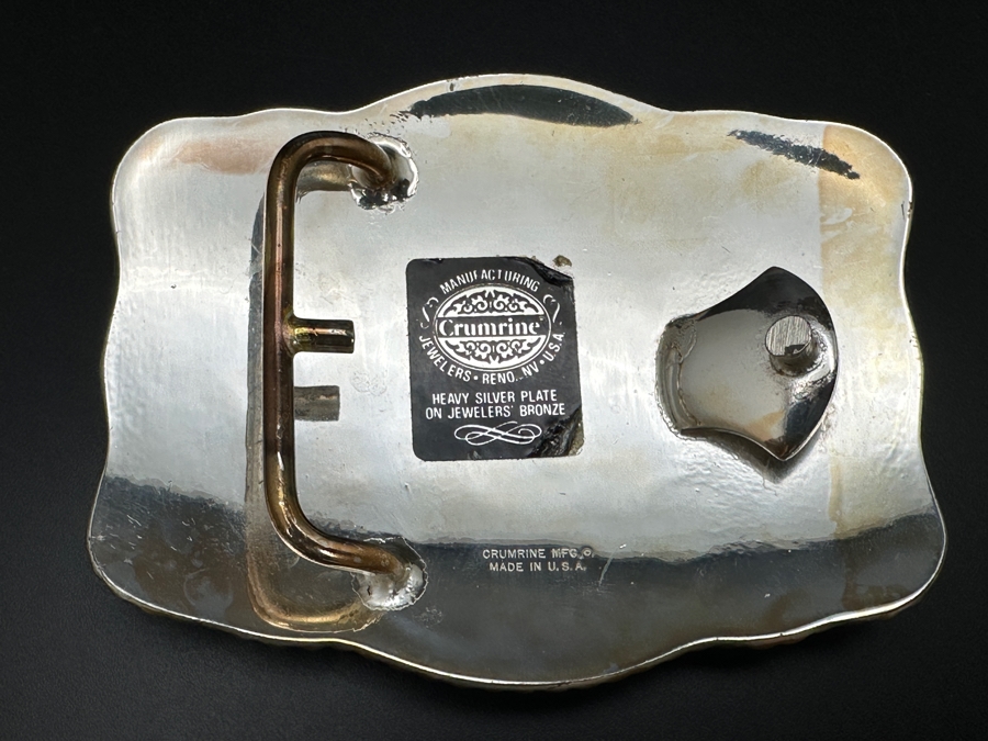 Crumrine Mfg Belt Buckle Heavy Silverplate On Jewelers Bronze