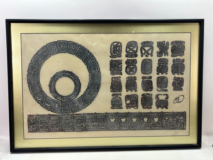 Vintage Mayan Calendar Tzolk'in Rubbing Featuring Glyphs 31.5 X 20 ...